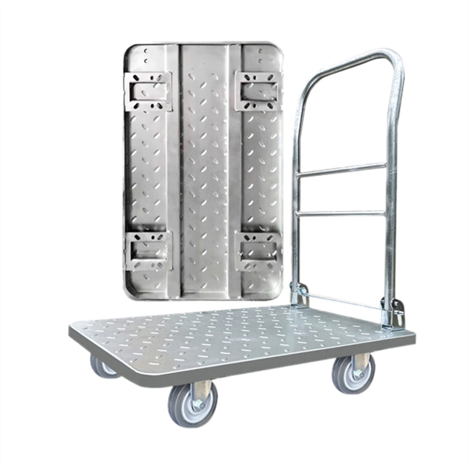 Generic Push carts on Wheels Heavy Duty, Hand Truck Foldable with castors, Multifunction Folding cart Made of Steel, Stable and Ergonomic (Color : B, Size : 90 * 60cm)