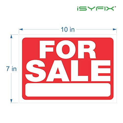 iSYFIX For Sale Signs Stickers β 2 Pack 10x7 Inch β Premium Self-Adhesive Vinyl, Decal, Indoor & Outdoor Red