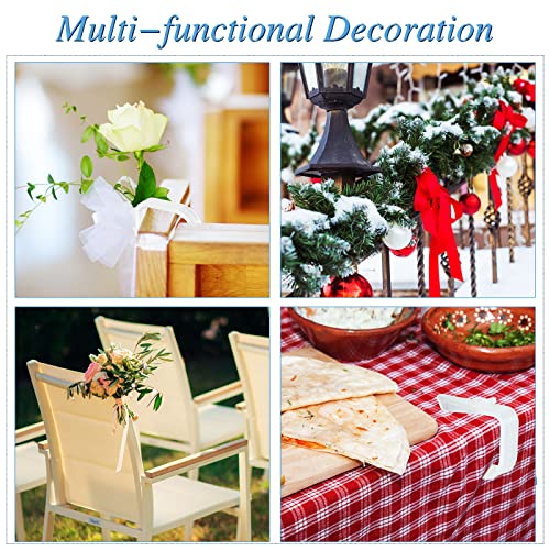 Yookeer Church Pew Clips Heavy Duty Plastic Hooks Tablecloth Clips Chair Table Clips Translucent White Pew Clips Table Cloth Holders for Wedding Ceremony Church Aisle Railing Bow Decorations (12)