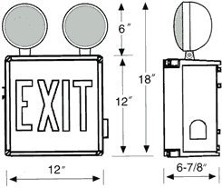Outdoor Exit Sign Emergency Light Combo with Green Letters
