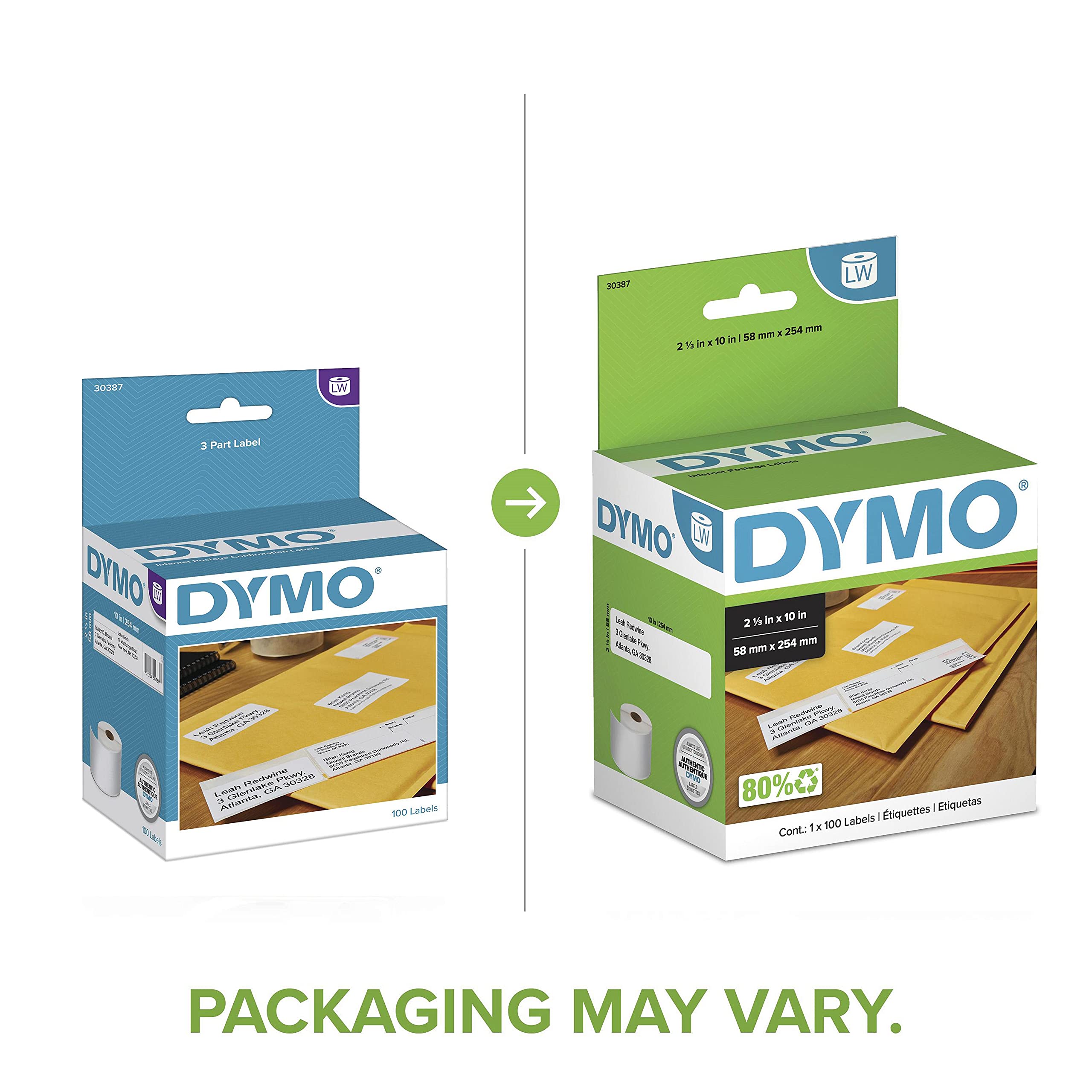 DYMO Authentic LabelWriter Standard Shipping Labels for LabelWriter Label Printers, White, 2-1/8'' x 4'' (30323), 6 Rolls of 220