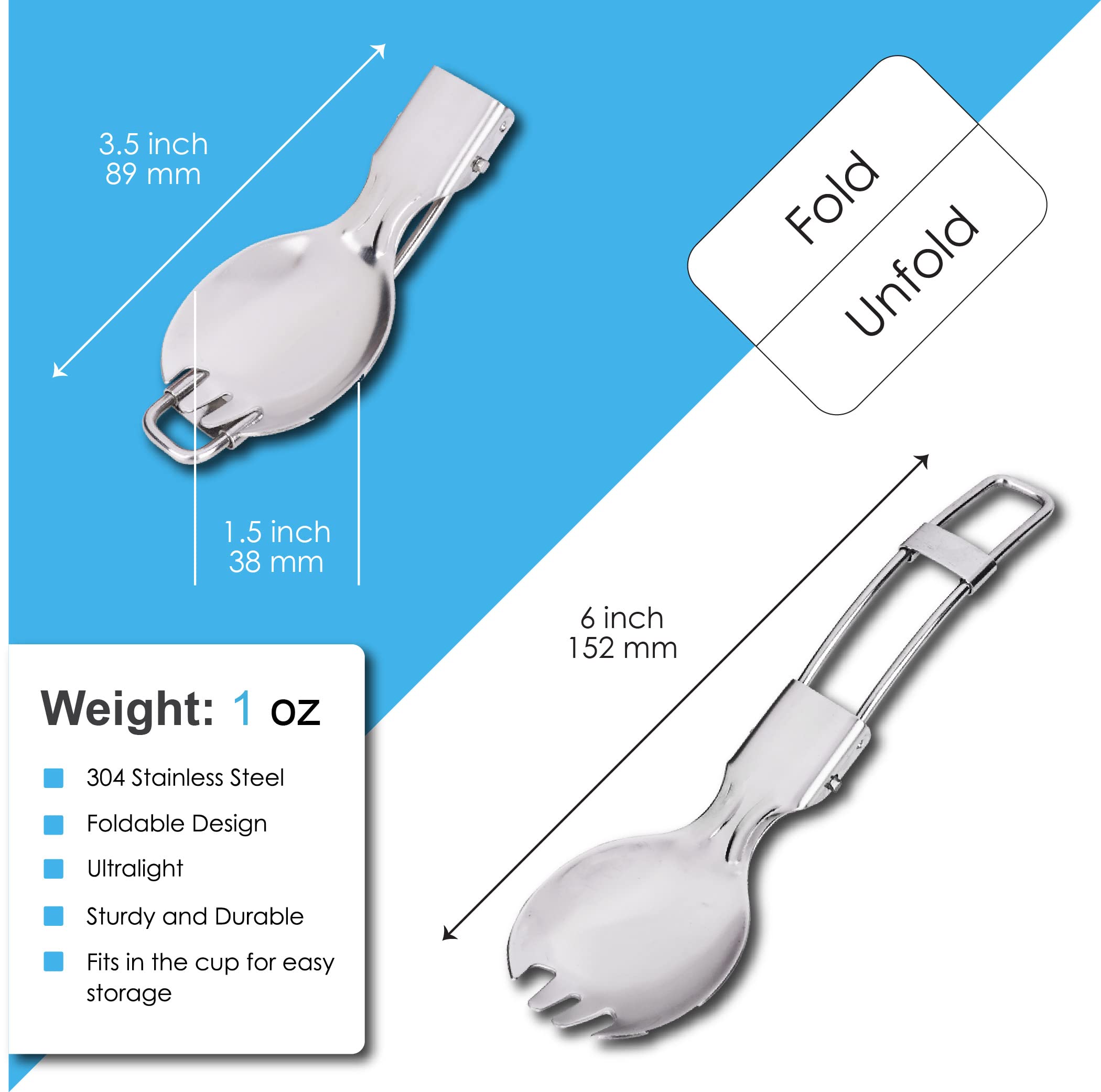 Gearland Stainless Steel Camping Pot with Camping Spork for Backpacking, Hiking, Camping, Bug Out Bag