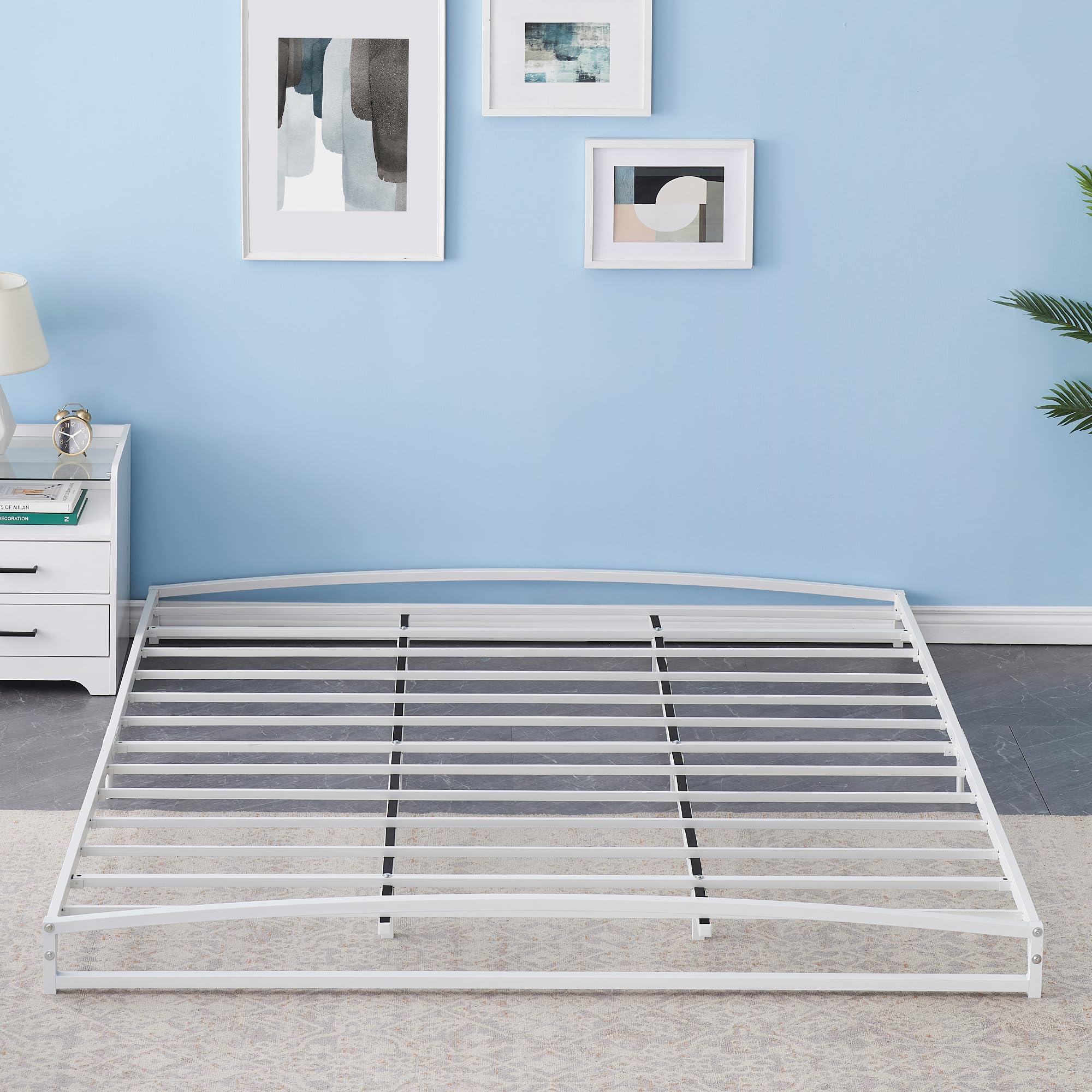 IDEALHOUSE Low Profile King Bed Frame, 10 Inch Heavy Duty Metal King Size Platform Bed Frame, Mattress Foundation with Steel Slat Support, No Box Spring Needed, Easy Assembly, Black
