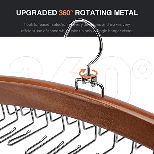 Ulimart Tie Rack Tie Hanger 24 Hooks Wooden Tie Organizer, Tank Top Hanger,Belt Organizer for Closet,with Upgraded 360°Rotating, Belts Scarves Accessories for Bras,Tank Tops,Camisoles…