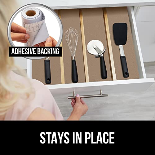 Gorilla Grip Stick Adhesive Removable Liner and Smooth Drawer Liner, Adhesive Liner Size 11.8x20, Contact Liner for Book Covers, Smooth Liner Size 17.5x20, Non Adhesive, Both in Beige, 2 Item Bundle