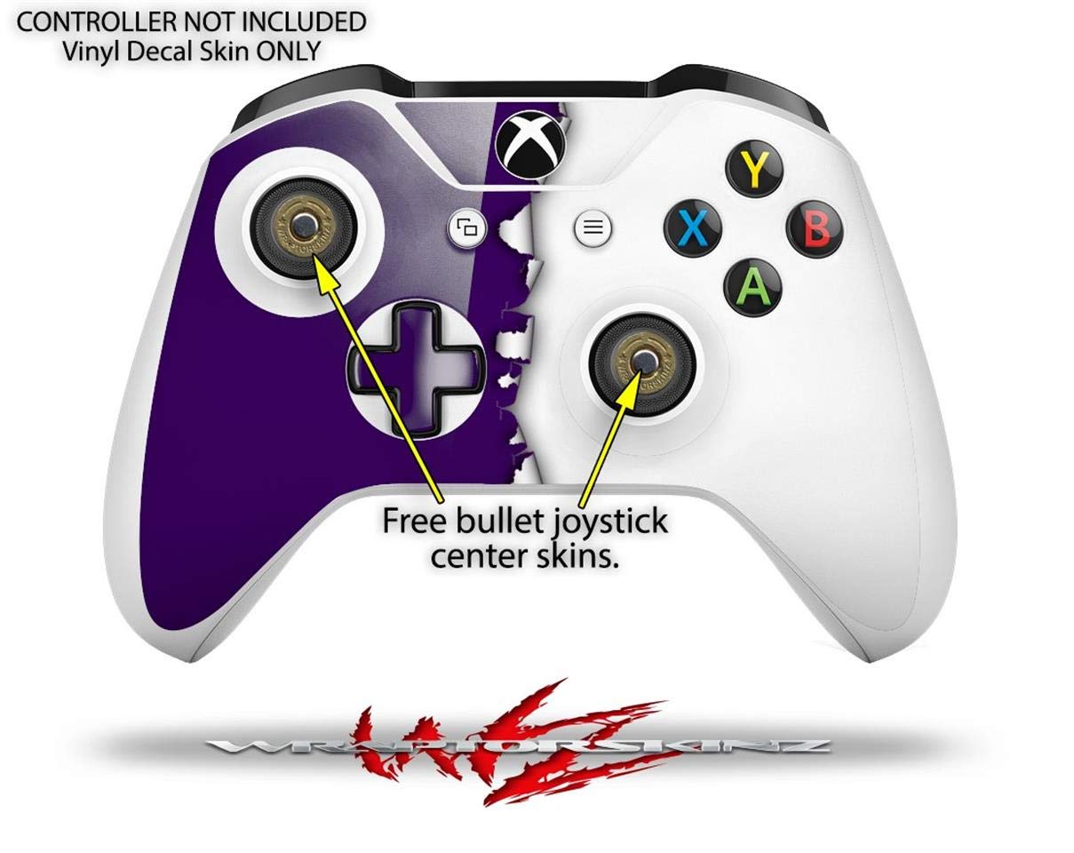WraptorSkinz Decal Vinyl Skin Wrap Compatible with Xbox One S Console and Controllers - Ripped Colors Purple White