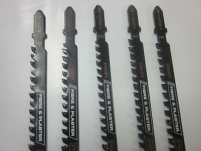 HM/CT 5pc T-SHANK SPECIAL FIBRE & PLASTER 6-tpi 4" CARBIDE JIGSAW BLADES T141HM
