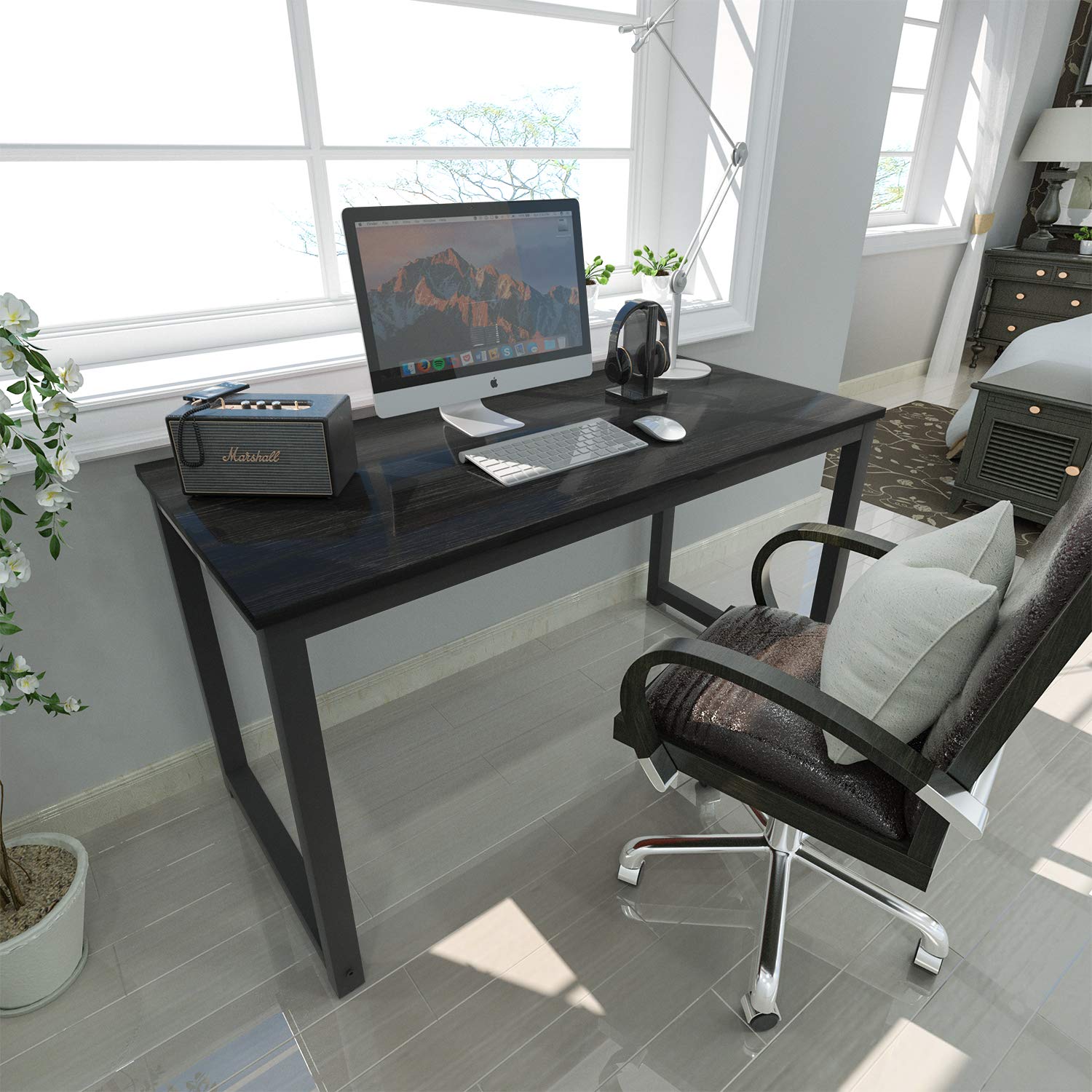 Coleshome Computer Desk 39 inch Modern Sturdy Office Desk Study Writing Desk for Home Office, Black