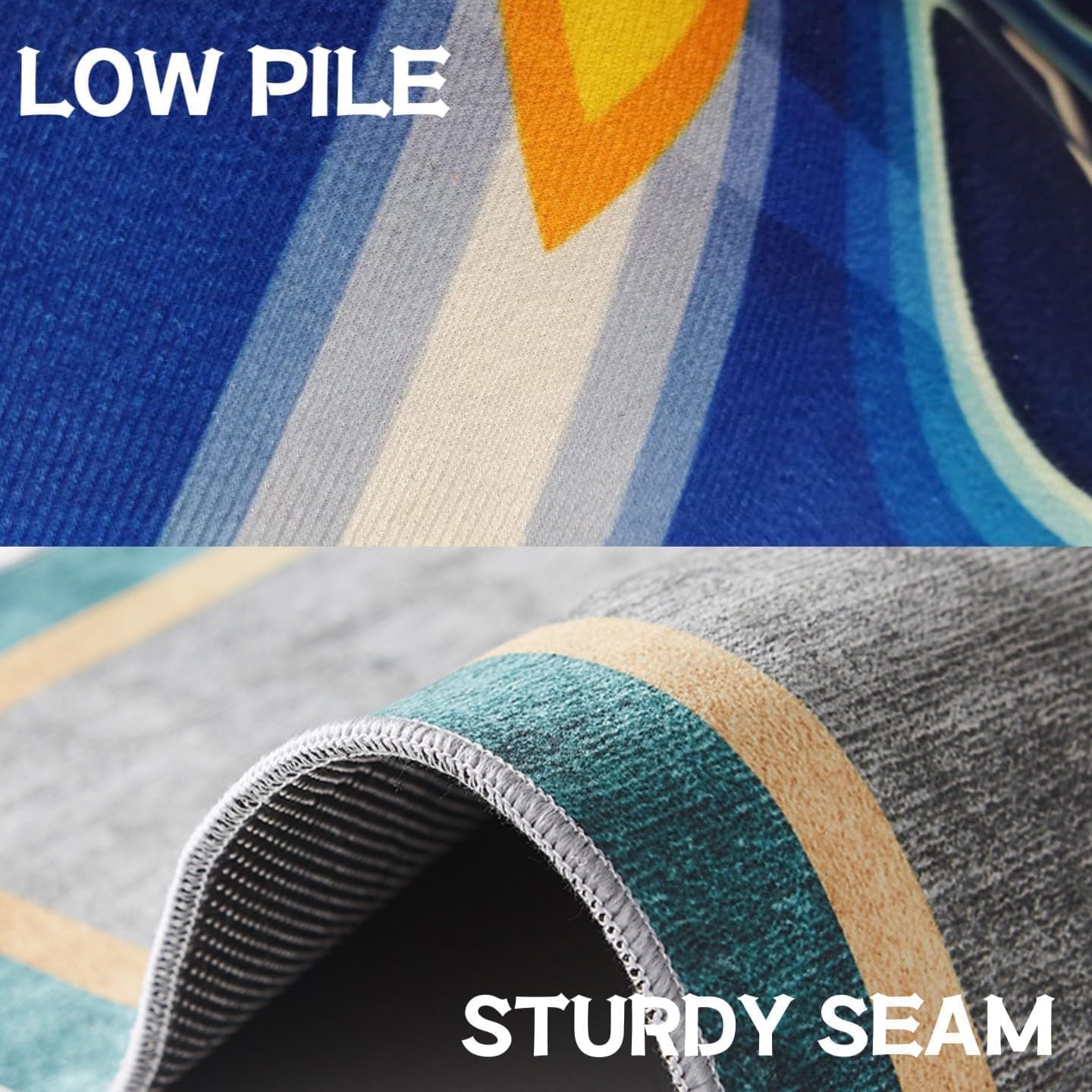MUOUCTE Nautical Ocean Theme Runner Rug, 2x10ft, Tropical Beach Shell Long Hallway Runner Rug, Anti-Slip Durable Soft Entrance Rug, Fade Resistant Washable Carpet for Nursery Kitchen Bedside