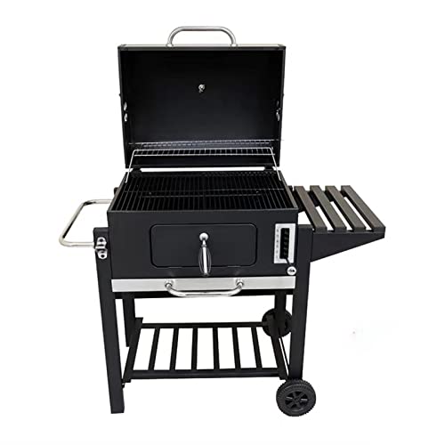 DADHI Trolley Smoker Durable Collapsible Charcoal BBQ Grill,Charcoal-Fueled BBQ Grill with Bottom Shelf