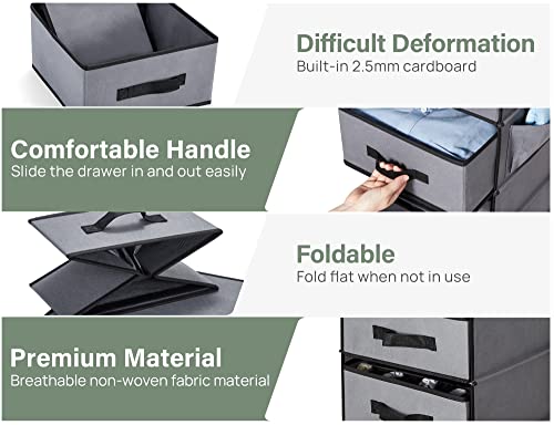 Kootek 7 Shelf Hanging Closet Organizer with Drawers, Hanging Closet Shelves Closet Storage 6 Clothing Drawer Side Pockets for Clothes, Bras, Socks, Underwear, Nursery Room, Wardrobe
