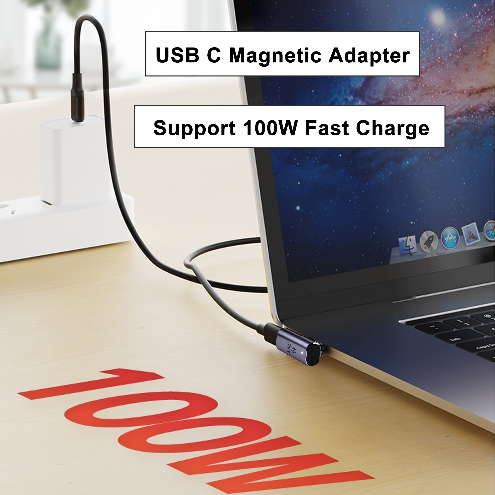 GELRHONR 40Gbps USB C Magnetic Adapter,USB4.0 24 Pin PD 100W 40Gb/s Quick Charge & Data Transfer and 6K@60Hz 4K@60Hz Video Output,Compatible for MacBook Pro/Air and More Type C Devices
