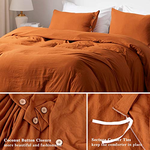SunStyle Home Twin Size Duvet Cover Set with Buttons Closure Umber, 2 Pieces Solid Color Ultra Soft Skin-Friendly Comforter Cover Set (1 Duvet Cover +1 Pillowcase)