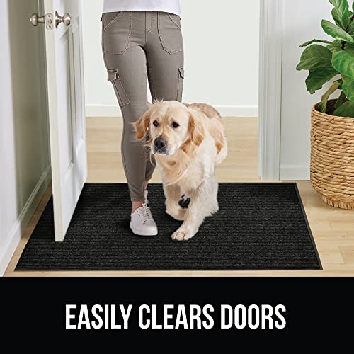 Gorilla Grip Waterproof Heavy Duty Traffic Guard Doormat, Stain and Fade Resistant Indoor Outdoor, Durable Rubber, Low Profile Door Mat, Shoe Scraper, Welcome Rug Mats for Entry, 72x48, Black