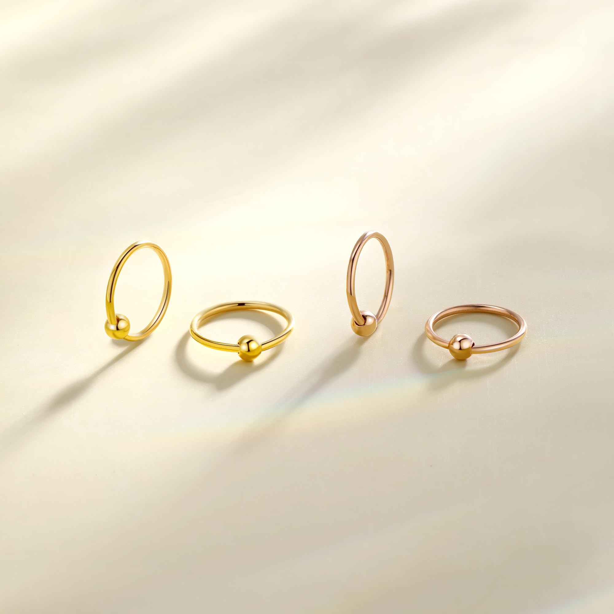 FANCIME 18K Yellow Solid Gold Hoop Earrings Minimalist 3mm Bead Ball Endless Extra Small Mini Sleeper Hoop Earrings Fine Jewelry Gifts for Her Women,11mm Diameter