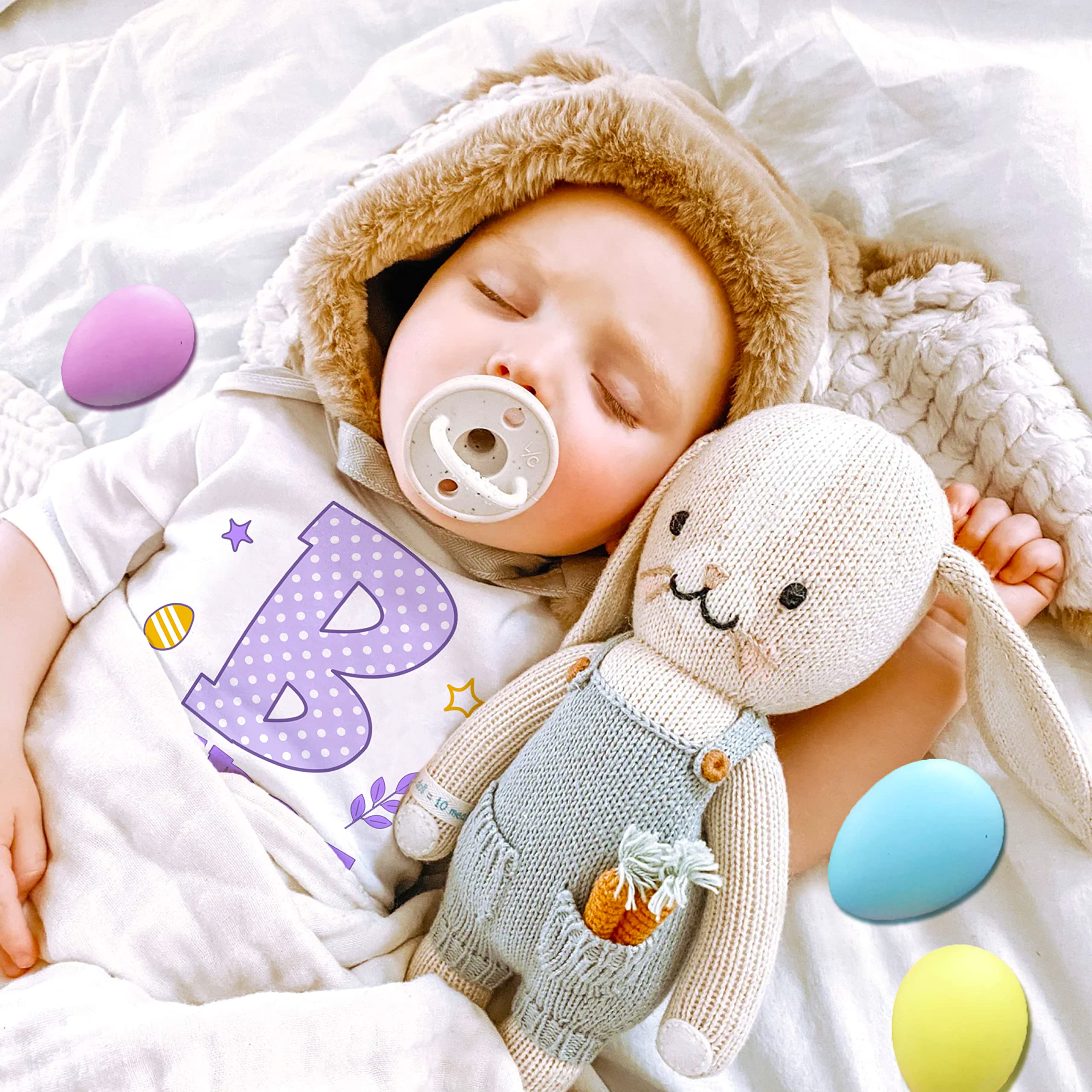 Personalized My First Easter Baby Onesie w/Name - 9 Design Customize 1st Boy Outfits Gifts Custom Girl Outfit Bunny Clothes Kids Bodysuit Newborn 6M 12M 18M 24M C1, White