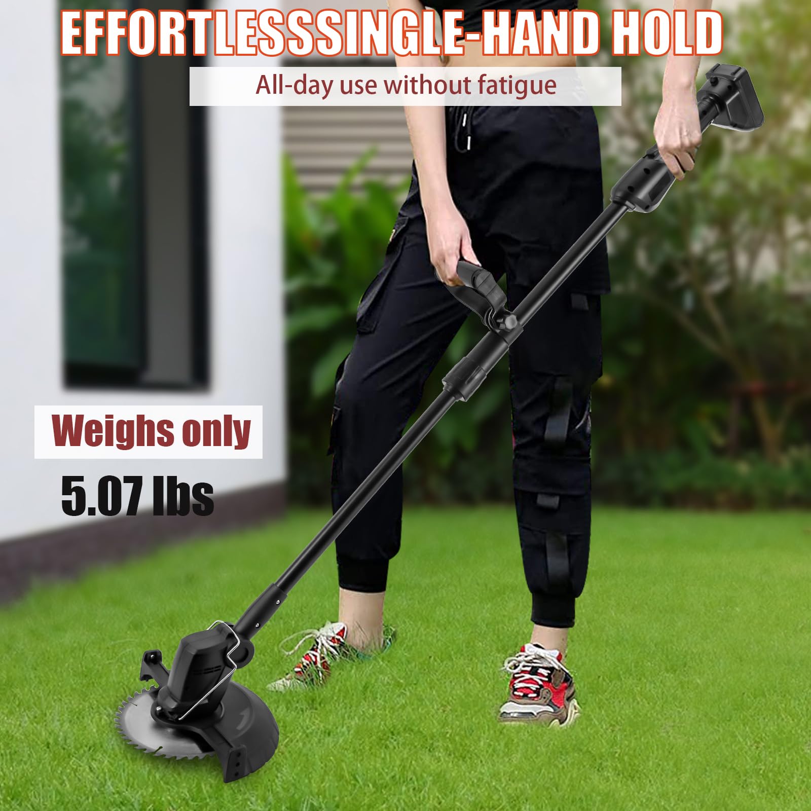 Cordless String Trimmer & Edger, Battery Powered, 11.8 Inch Weed Eater Edger Lawn Tool with 90 Degree Adjustable Head, 1500mAh Battery and Fast Charger Included