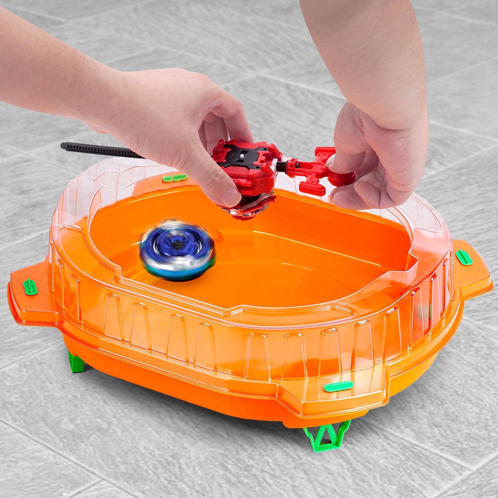 COCOFOX Bey Battling Top Burst Toy Blade Set, 6 Battling Tops 2 Launchers and 1 Stadium, Toys for 6 Year Old Boys & Girls & Up(Orange)