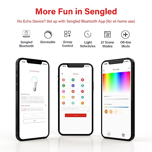 Sengled Alexa Light Bulb, S1 Auto Pairing with Alexa Devices, Smart Light Bulbs that Work with Alexa, Bluetooth Mesh Smart Home Lighting, Daylight 5000K, E26 60W Equivalent, 800LM, 1-Pack