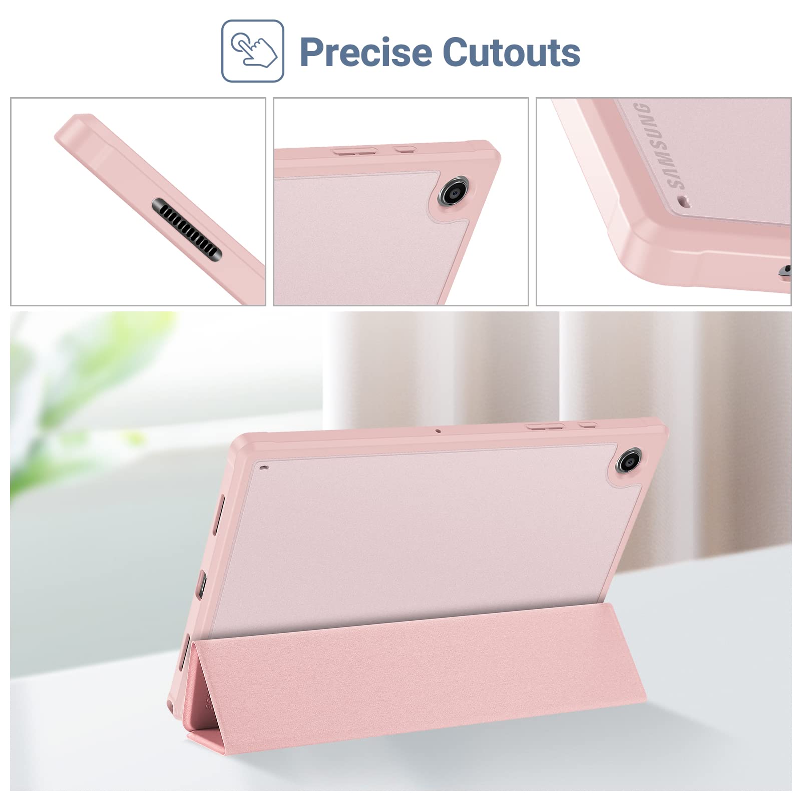 ProCase Smart Case for Galaxy Tab A8 10.5 inch 2022, Trifold Lightweight Protective Smart Cover with Translucent Back for 10.5” Galaxy Tab A8 SM-X200 X205 X207 –Pinkgold