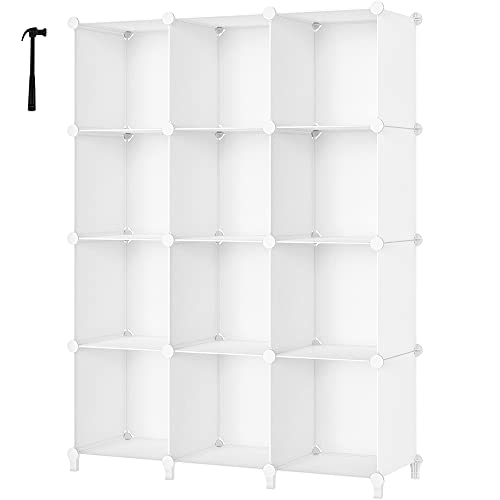 HOMIDEC Closet Organizer, 12-Cube Closet Organizers and Storage, Portable Closet Shelves, Clothing Storage (White)