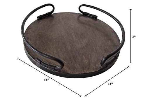 Foreside Home & Garden Metal 14 x 14 inch Round Decorative Tray, Small