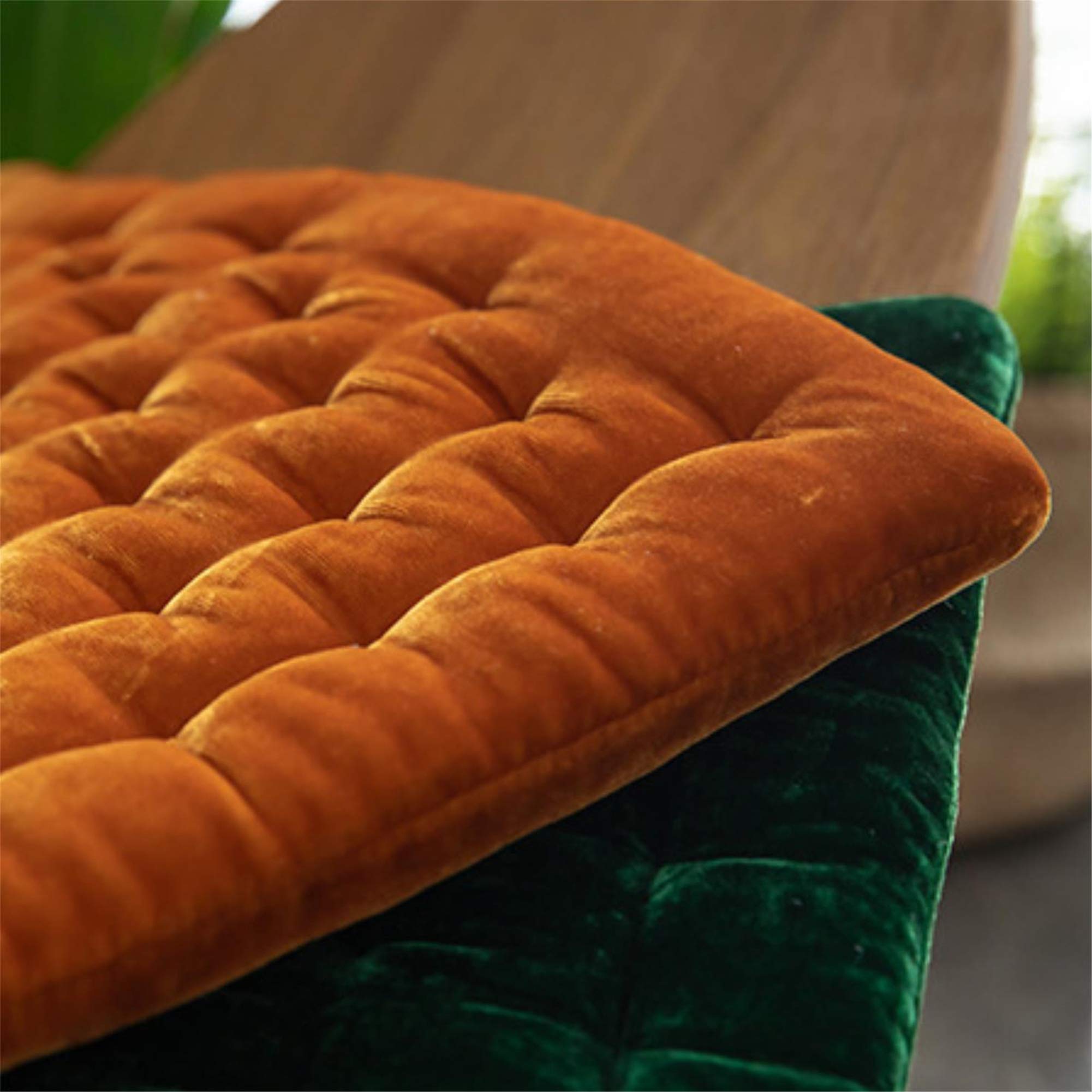 Emerald Velvet Sofa Decor Cushion, French Mattress Cushion for Rocking Chair, Floor Velvet Seat Pad 17 Inches (Emerald)
