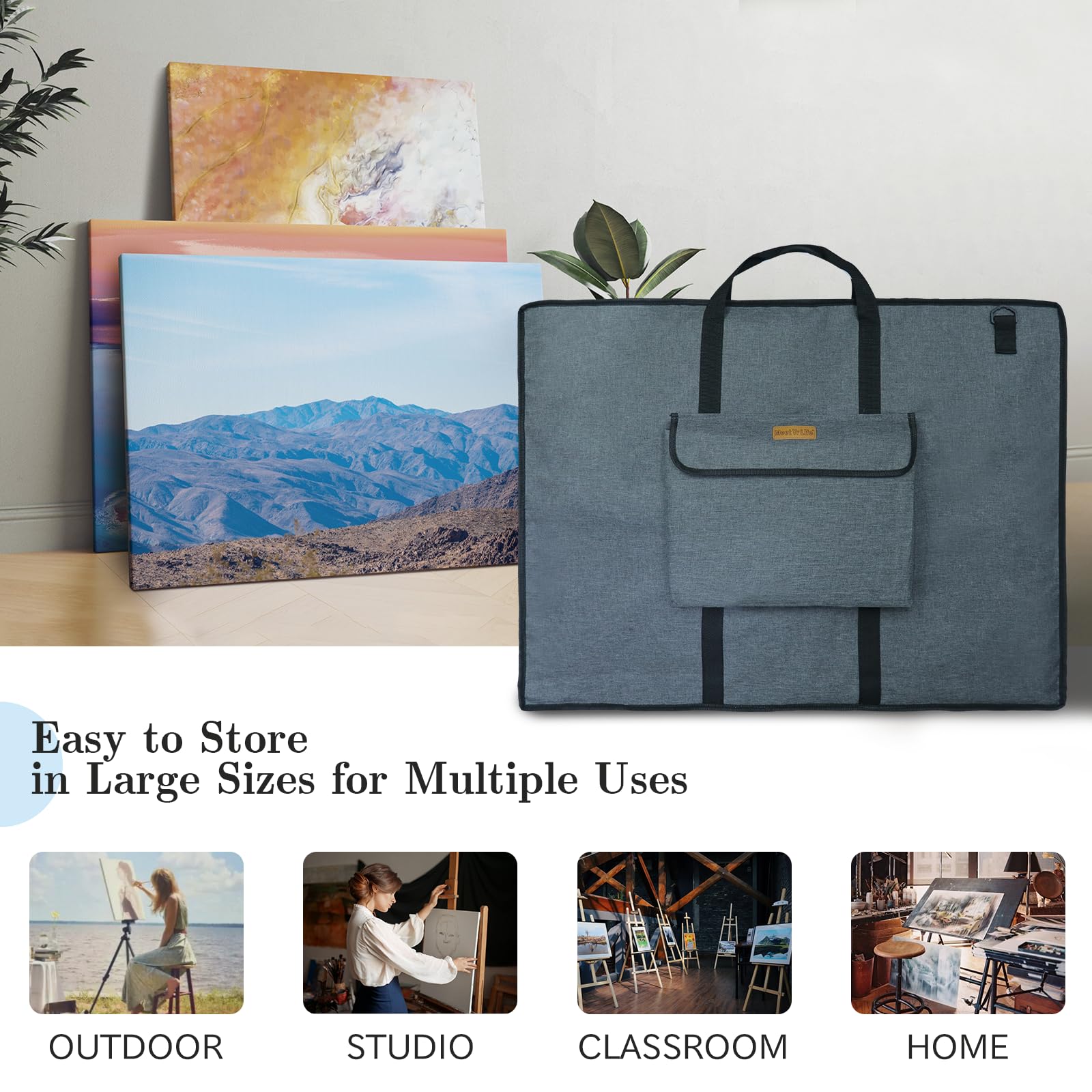 MeetYr Life Premium Art Portfolio Bag - Padded Triple Protection, Waterproof Protection with Shoulder Strap Durable and Portable - For Artwork, Posters, Sketches and Paintings(24"x18")