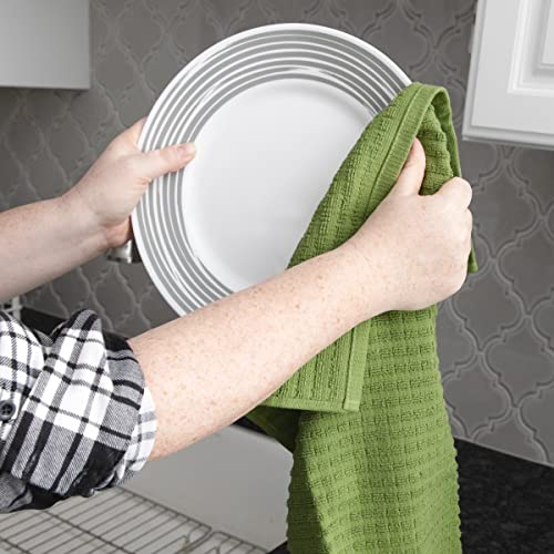 Ritz Royale Collection 100% Combed Terry Cotton, Highly Absorbent, Oversized Kitchen Towel Set, 28" x 18", 2-Pack, Solid, Cactus Green