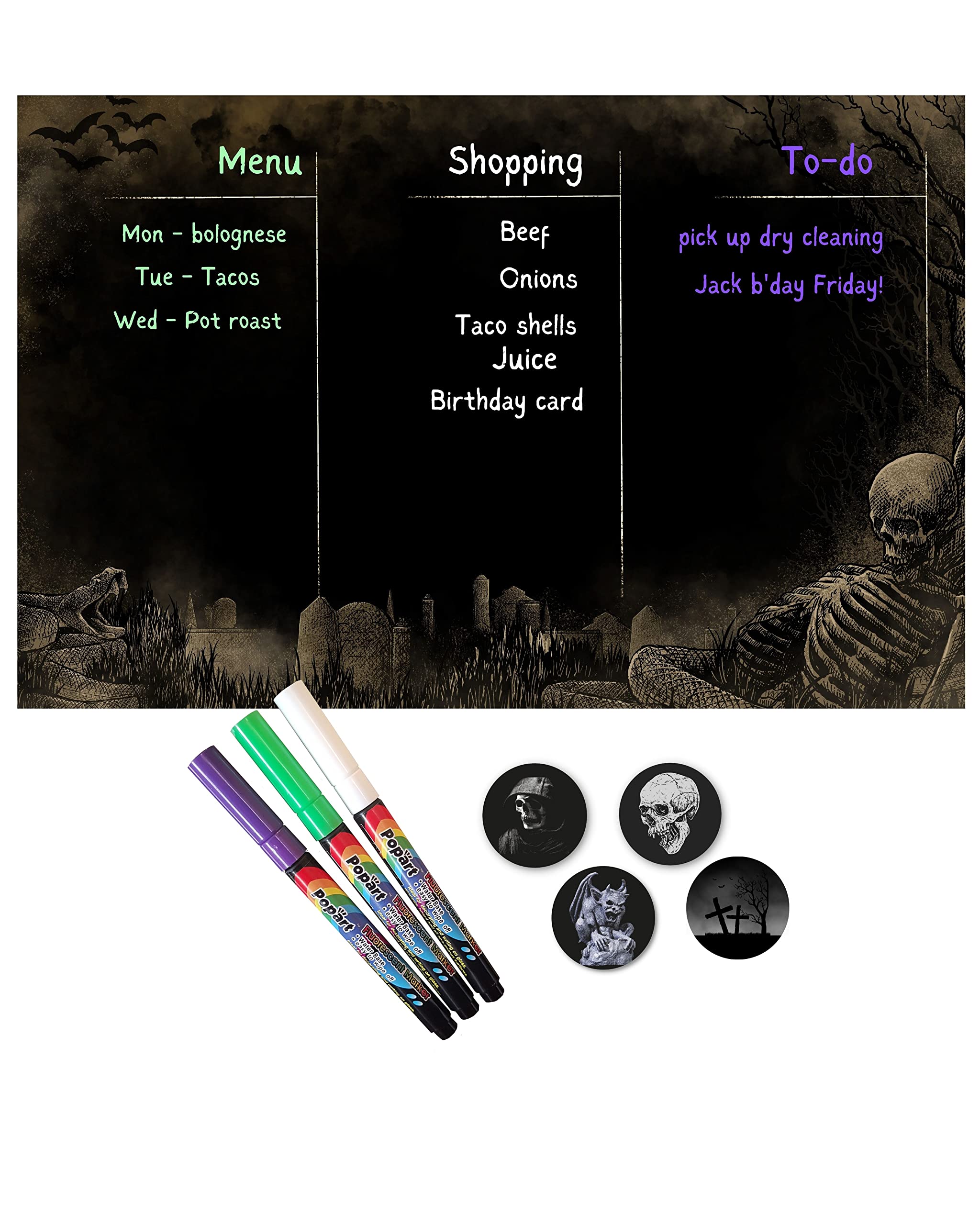Gothic Home Decor Magnetic Kitchen Planner Board with pens and Extra Magnets Included, Gothic Kitchen, Horror Accessories, Victoriana, Witch Accessories, Gothic Accessories