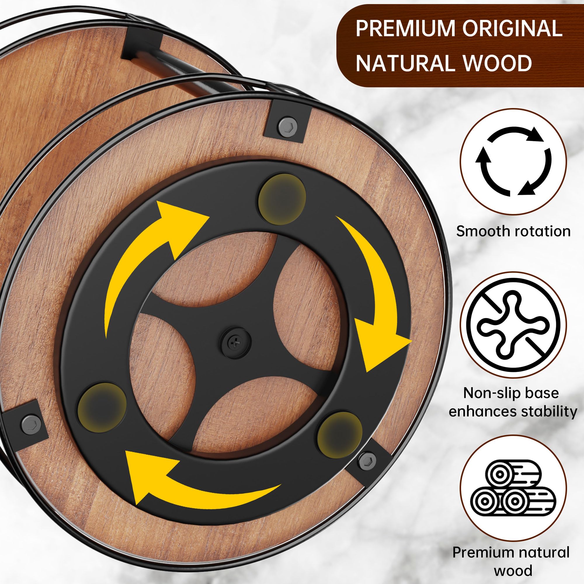 MUTUALUS Lazy Susan Organizer 2 Tier - Turntable Spice Rack for Table Top, Wooden Rotating Lazy Susan for Cabinet Pantry Kitchen Countertop Dining Table Cupboard Bathroom Vanity Storage