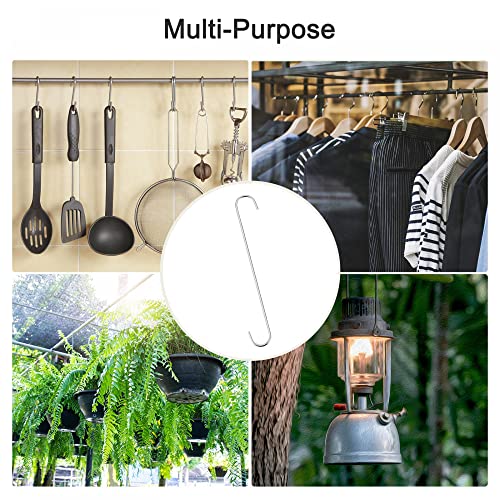uxcell S Hanging Hooks, 12inch/300mm Extra Long Steel Hanger, Indoor Outdoor Uses for Garden, Bathroom, Closet, Workshop, Kitchen, Silver Tone, 2Pcs