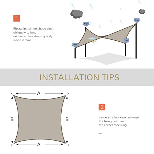 Outsunny 16' x 20' Sun Shade Sail Canopy, Rectangle UV Block Awning for Patio Garden Backyard Outdoor, Brown