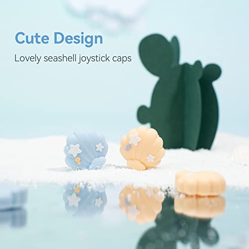 GeekShare Cute Silicone Joycon Thumb Grip Caps, Joystick Cover Compatible with Nintendo Switch/OLED/Switch Lite,4PCS - Seashell