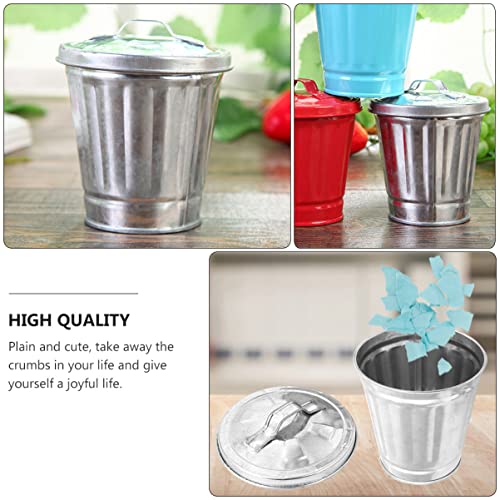 jojofuny 3 pcs Tabletop Table Covered Simple Pen Wastebasket Bin Stationery Rustic Top Fun Desktop Recycler or Rubbish Pencils Galvanized Wastepaper Organizer Cute Brushed X Container