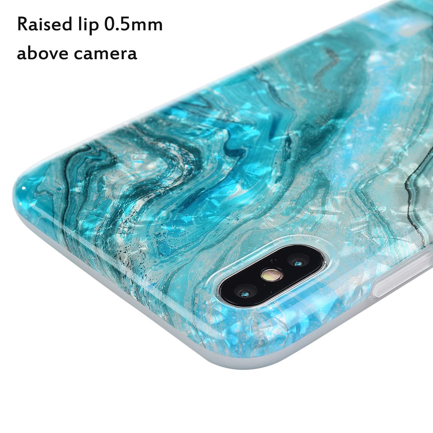 Compatible with iPhone Xs Max Case Marble iPhone Xs Plus Case Girls Women Cute [Tinfoil] Pearly Glitter Phone Case Protective TPU Silicone Case for iPhone 10/Xs Max 6.5 inch (Pearlecent Aqua)