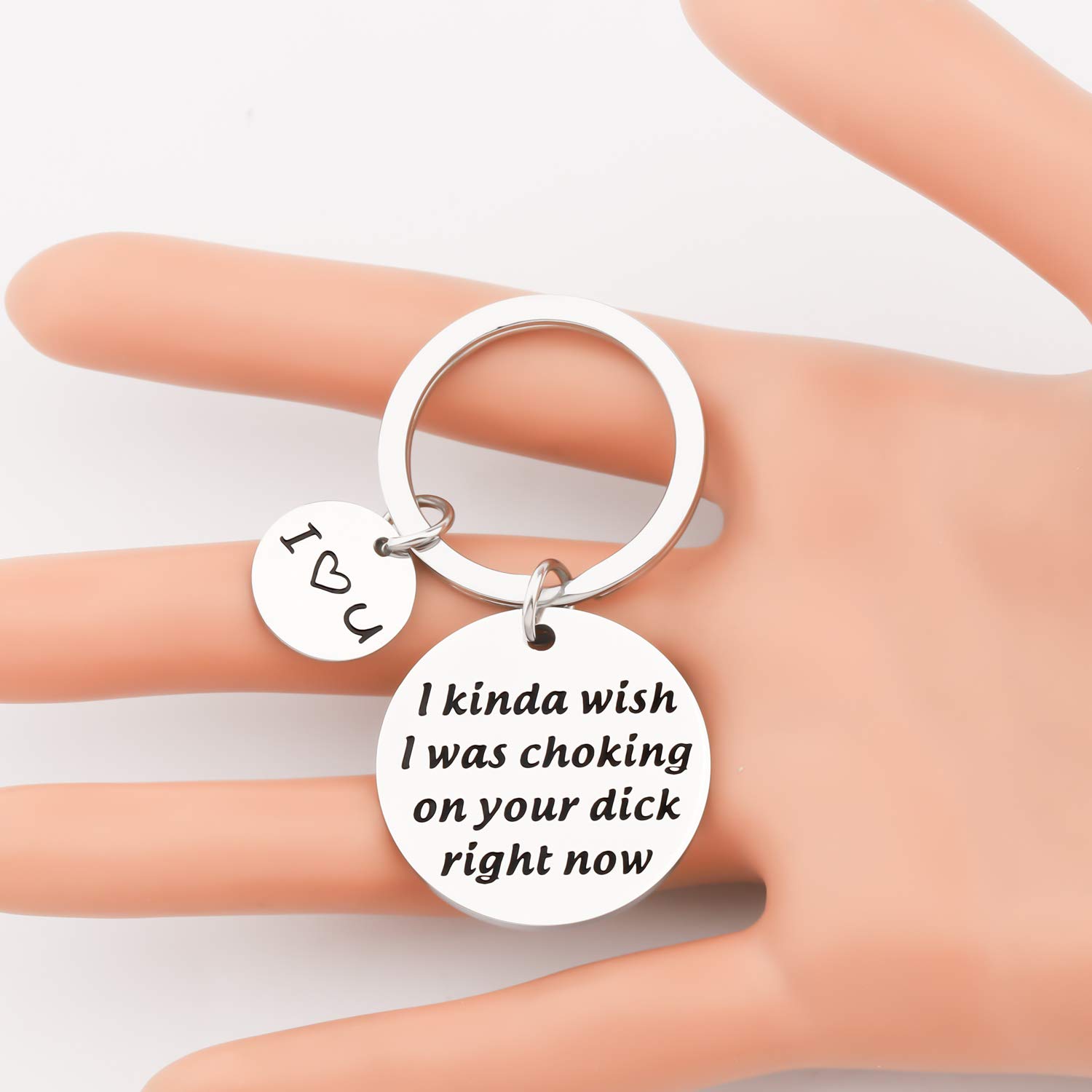 FOTAP Naughty Gift Valentine's Gift for Boyfiend or Husband Kinda Wish Chocking on Your Dick Right Now Keychain (Choking Dick Key)