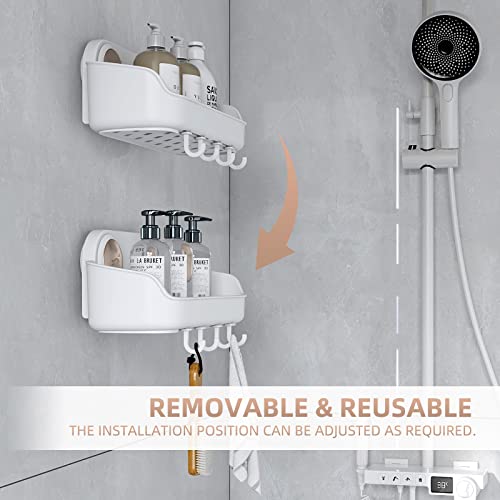 TAILINK 2 Packs Shower Caddy Suction Cup, One Push Assembly Shower Organizer No Drilling Shower Basket Powerful Shower Shelf Bathroom Storage Shampoo Holder Shower Caddy Basket Kitchen Shelf