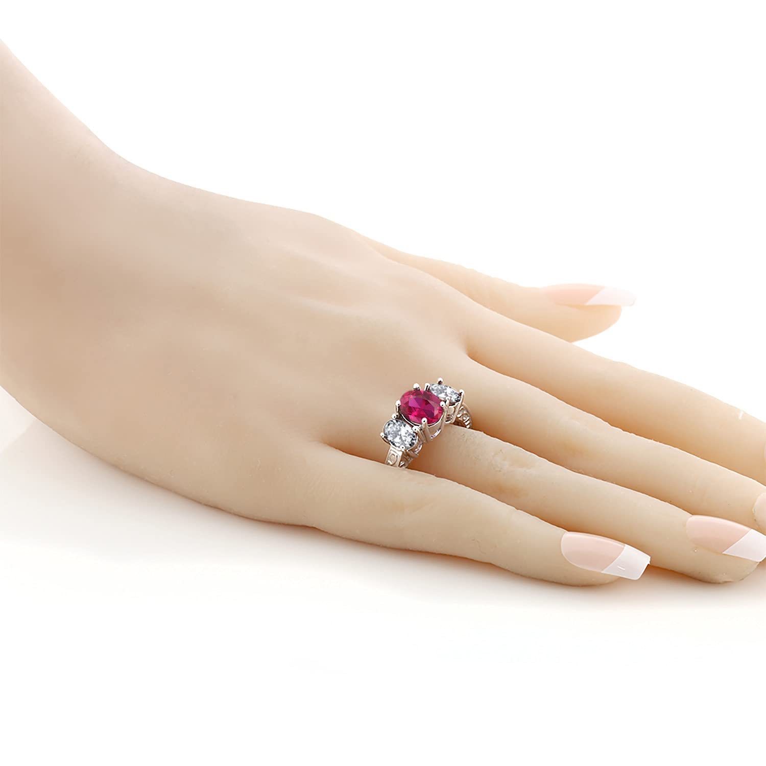 Gem Stone King 925 Sterling Silver Build your Own Customized and Personalized 9X7MM and 7X5MM 3 Stone Oval Gemstone Birthstone Ring For Women (Size 8)