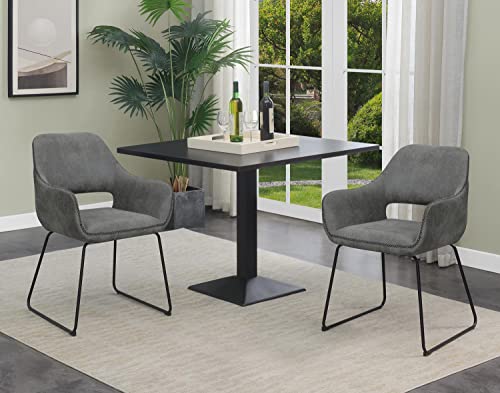 Convenience Concepts Take a Seat Samantha Arm Chair, Antique Gray Faux Suede/Black