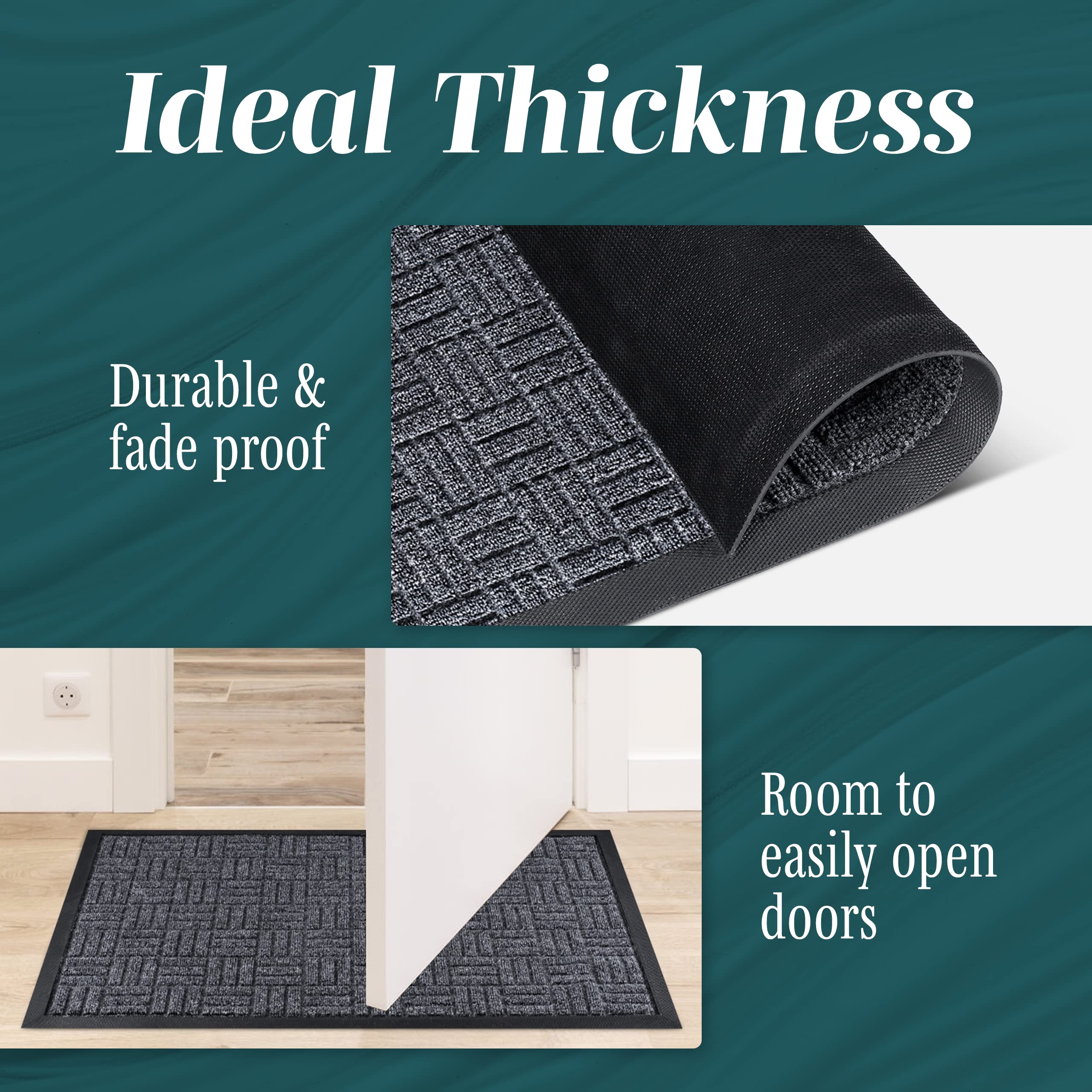 HOMWE Front Door Mats, 2 Pc Set, 29.5 x 17, All Weather Entry and Back Yard, Indoor and Outdoor Safe, Slip Resistant Rubber Backing, Absorbent and Waterproof, Dirt Trapping Rugs for Entryway