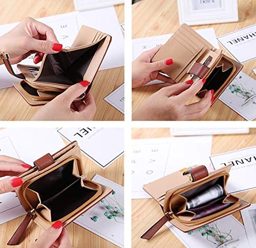 YaJaMa Women's Leaf Short Bifold Wallet Leather Credit Card Holder Case Clutch (Short Black)