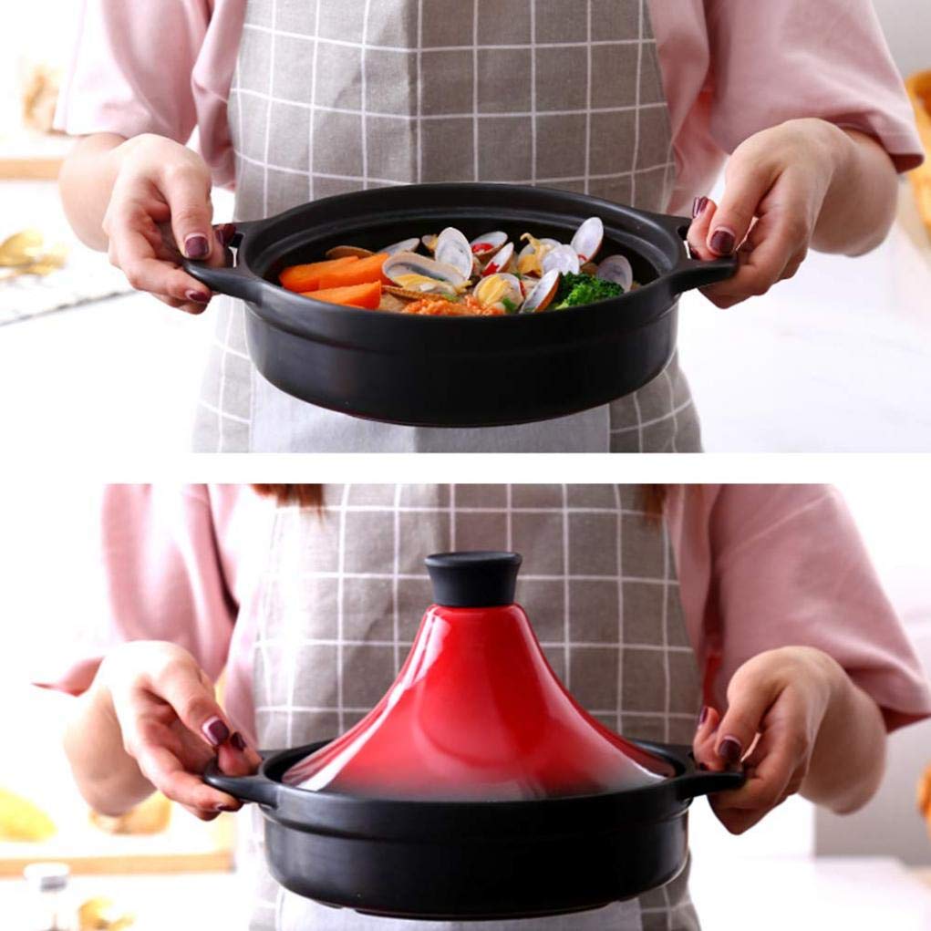 MYYINGBIN Tagine Cooking Pot with Lid Hand Painted Ceramic Casserole Stew Pot Healthy Cookware with Handle, Yellow