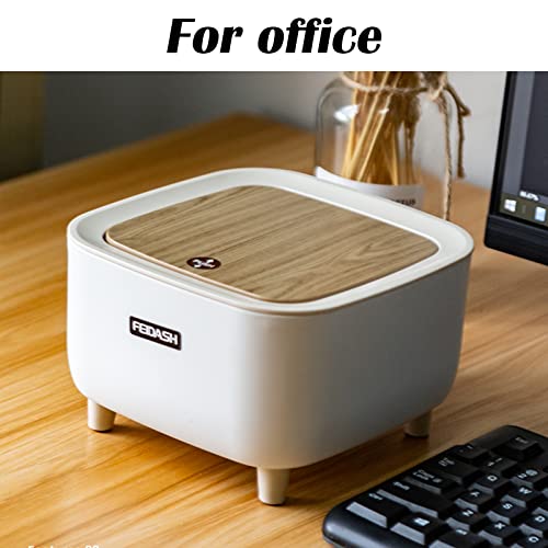 URALFA Mini Countertop Trash can,Mini Desktop Wastebasket with Lid,Tiny Garbage Can for Office,Bathroom Vanity, Desktop, Tabletop or Coffee Table,0.5 Gallon White Square Wastebasket