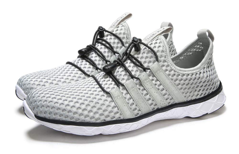 DLGJPA Women's Lightweight Quick Drying Water Shoes for Beach or Water Sports Slip On Walking Shoes LightGrey 8