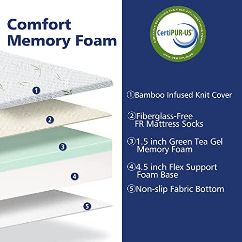 VANCIKI 6 Inch Twin Mattress, Cool Gel Memory Foam Mattresses with Bamboo Pattern Cover Breathable Pressure Relieve Bed Mattress in a Box, CertiPUR-US Certified, Made in USA