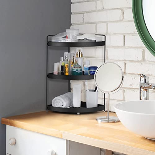 Lvssci Corner Shelf 3 Tier Bathroom Countertop Organizer ,Kitchen Bathroom Countertop Perfume Trays for Dresser Cosmetic Makeup Organization Standing Shelves Space Saving Holder