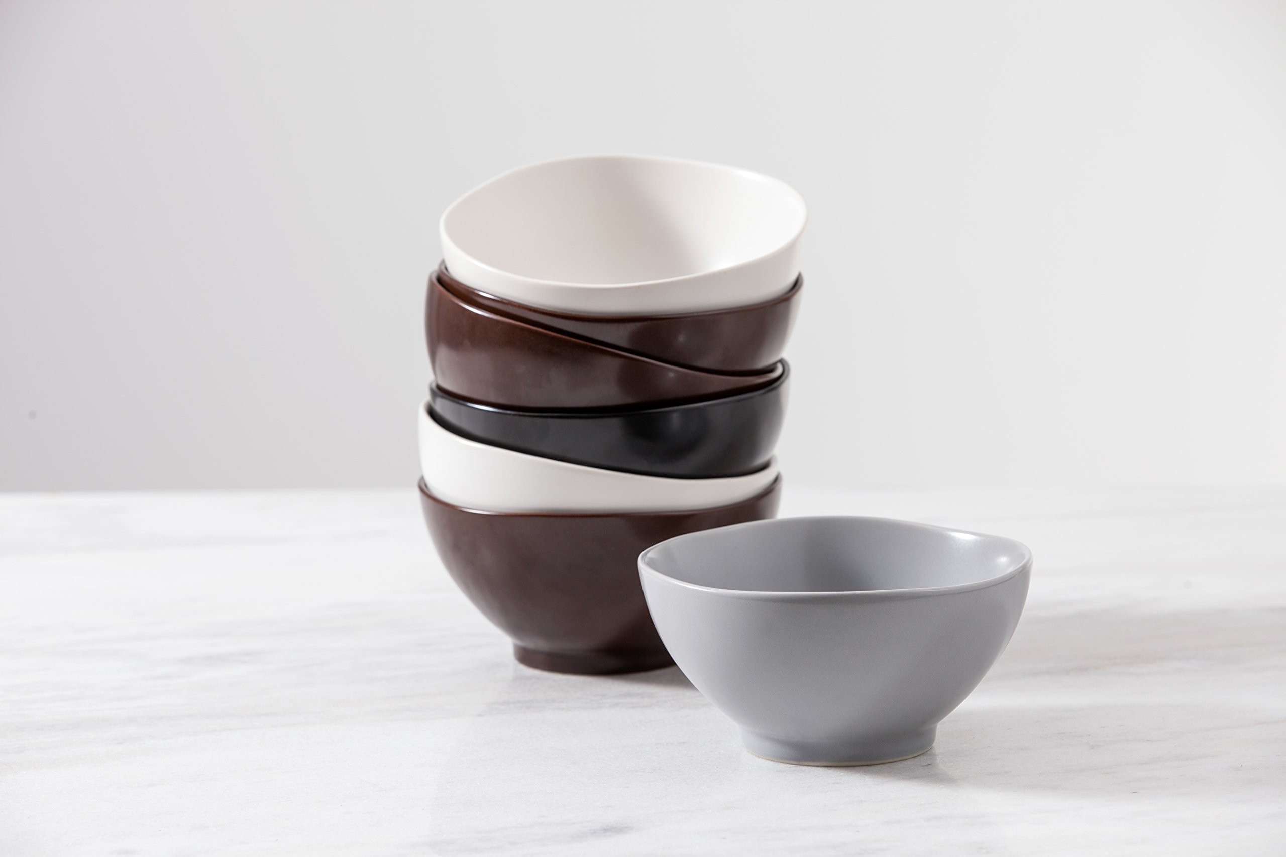 Fortessa Vitraluxe Dinnerware Heirloom Rice Bowl, 5.75-Inch, Set of 4, Charcoal