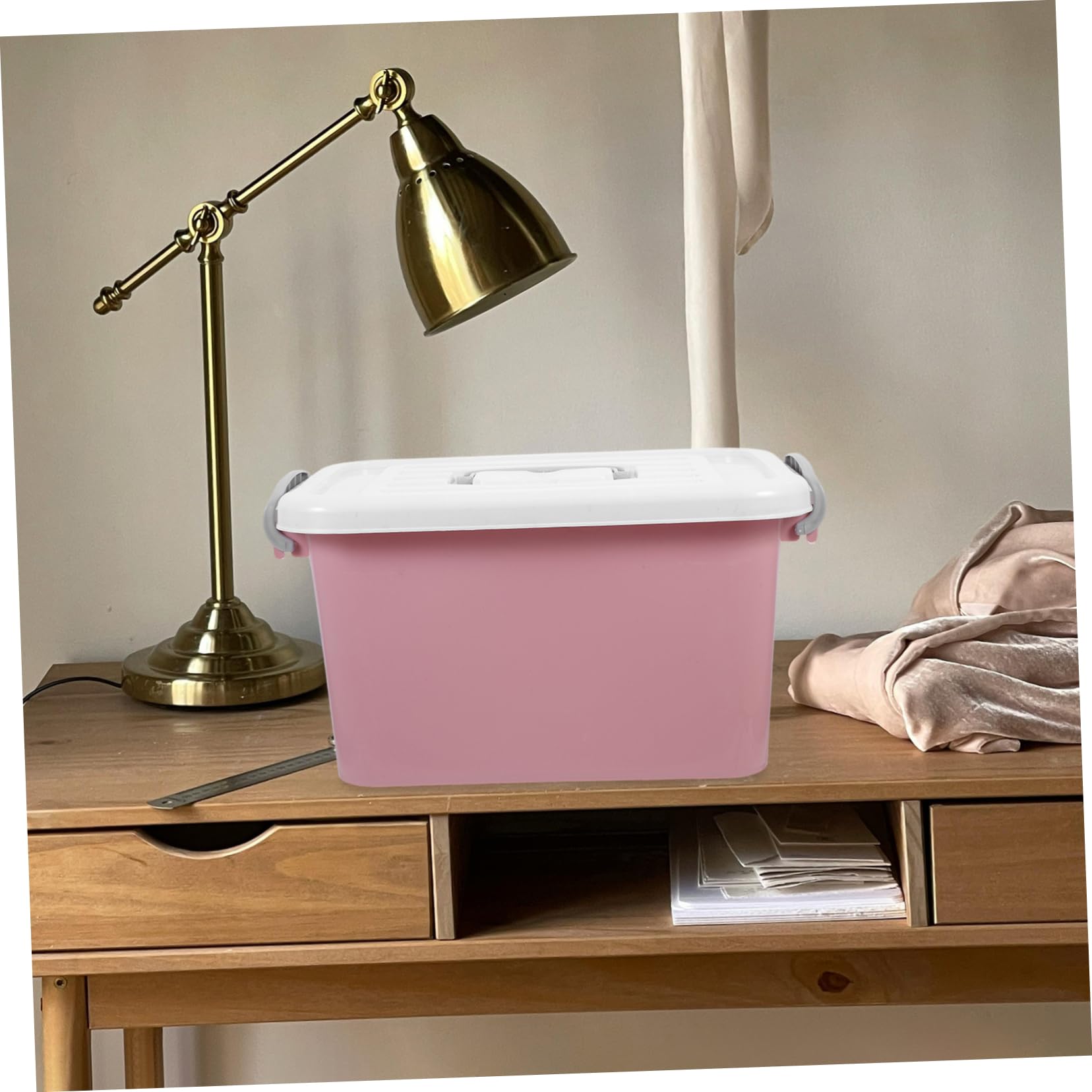 IMIKEYA Box Storage Bins with Lids Fabric Storage Baskets Building Blocks Storage Containers Toy Storage Bins Book Bin Storage Basket with Lid Plastic Storage Container with Lid Pp Pink