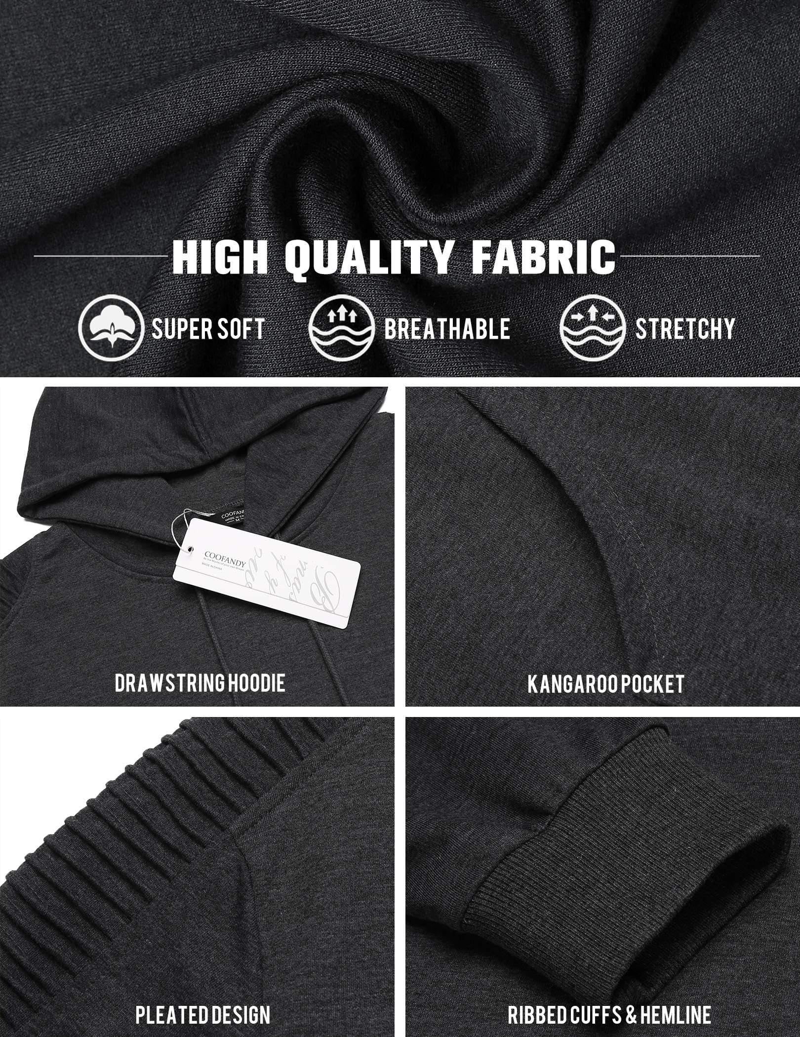 COOFANDY Men's Workout Hoodie Gym Sport Sweatshirt Athletic Pullover Casual Fashion Hooded With Pocket (Dark Gray., Large)